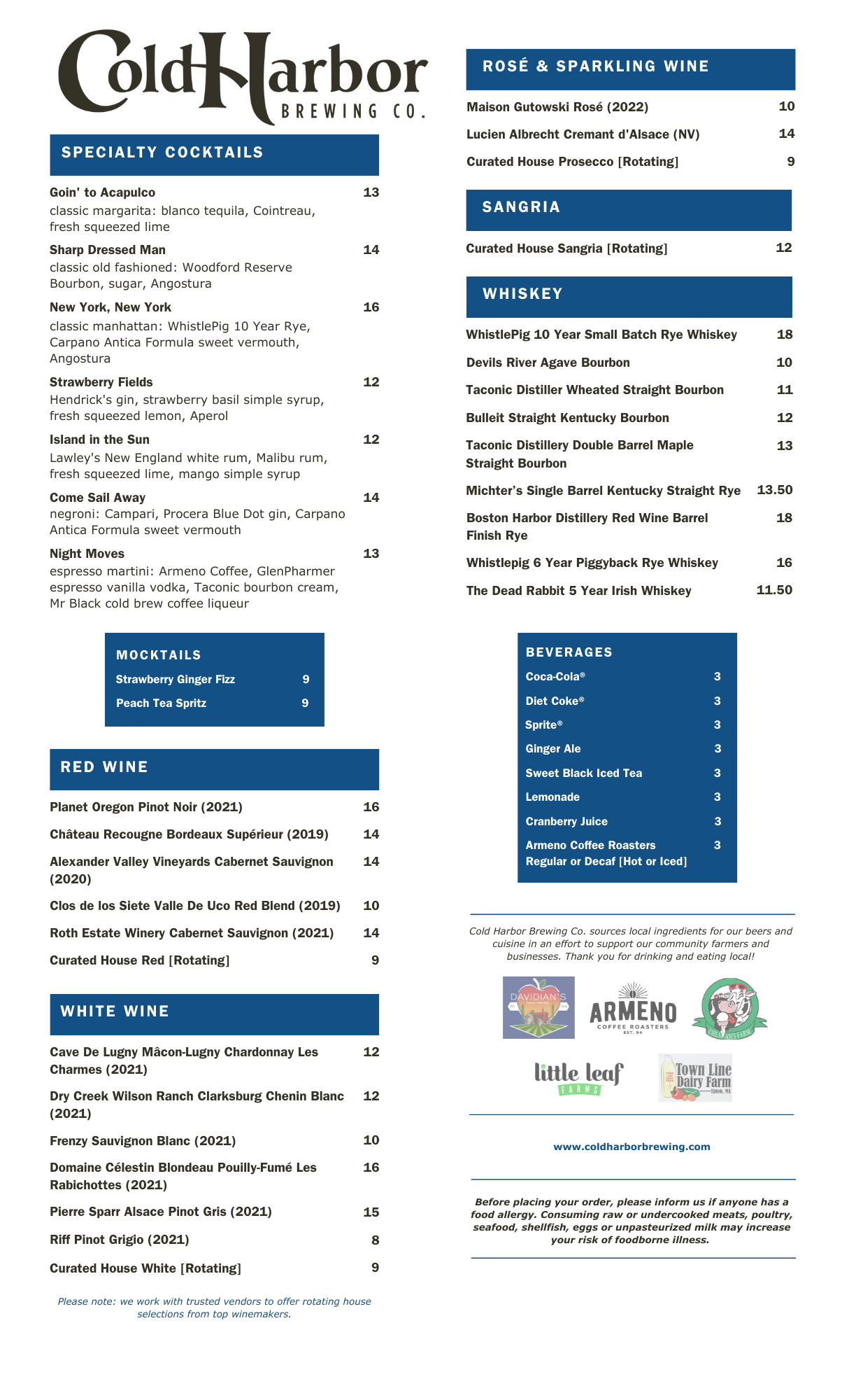Menu – Cold Harbor Brewing