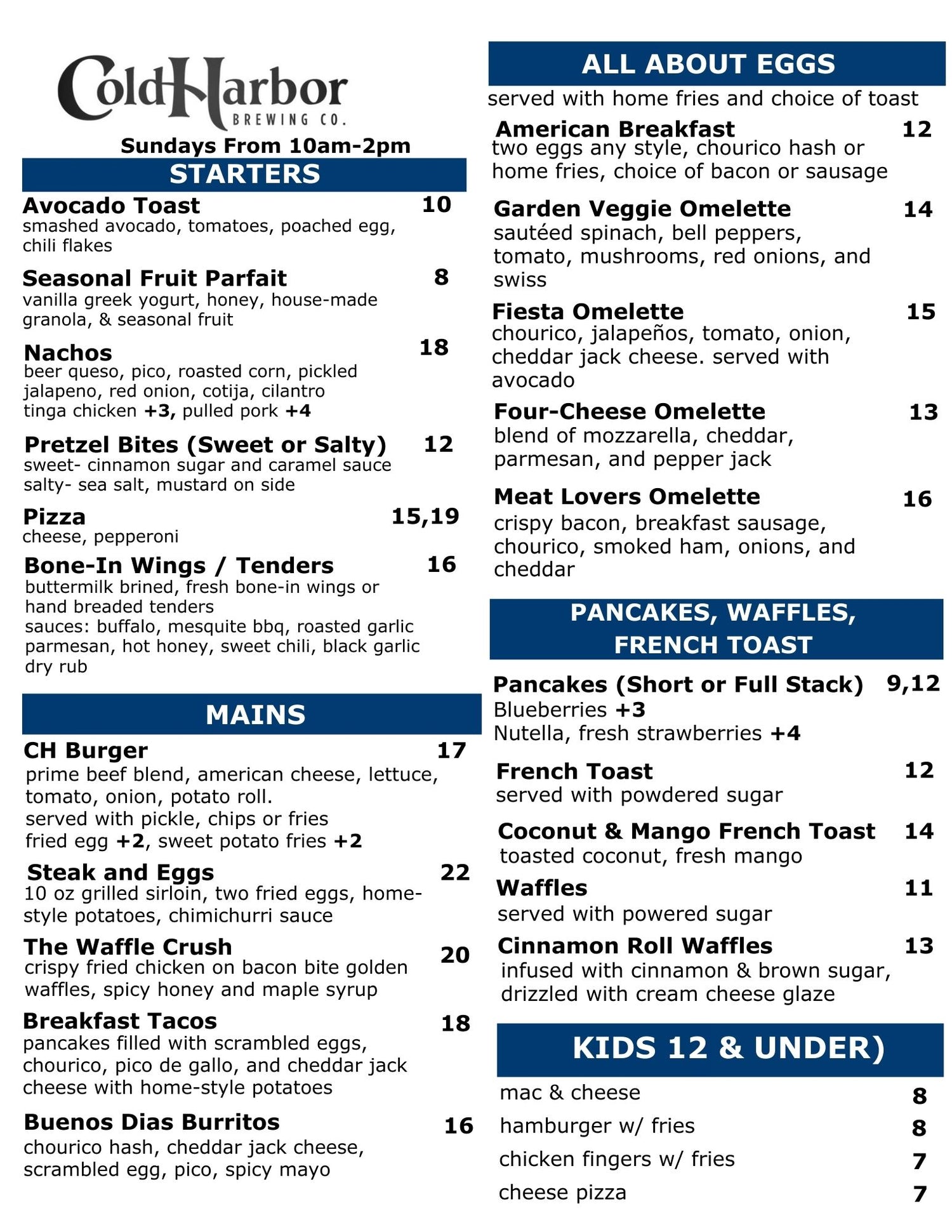 Menu – Cold Harbor Brewing
