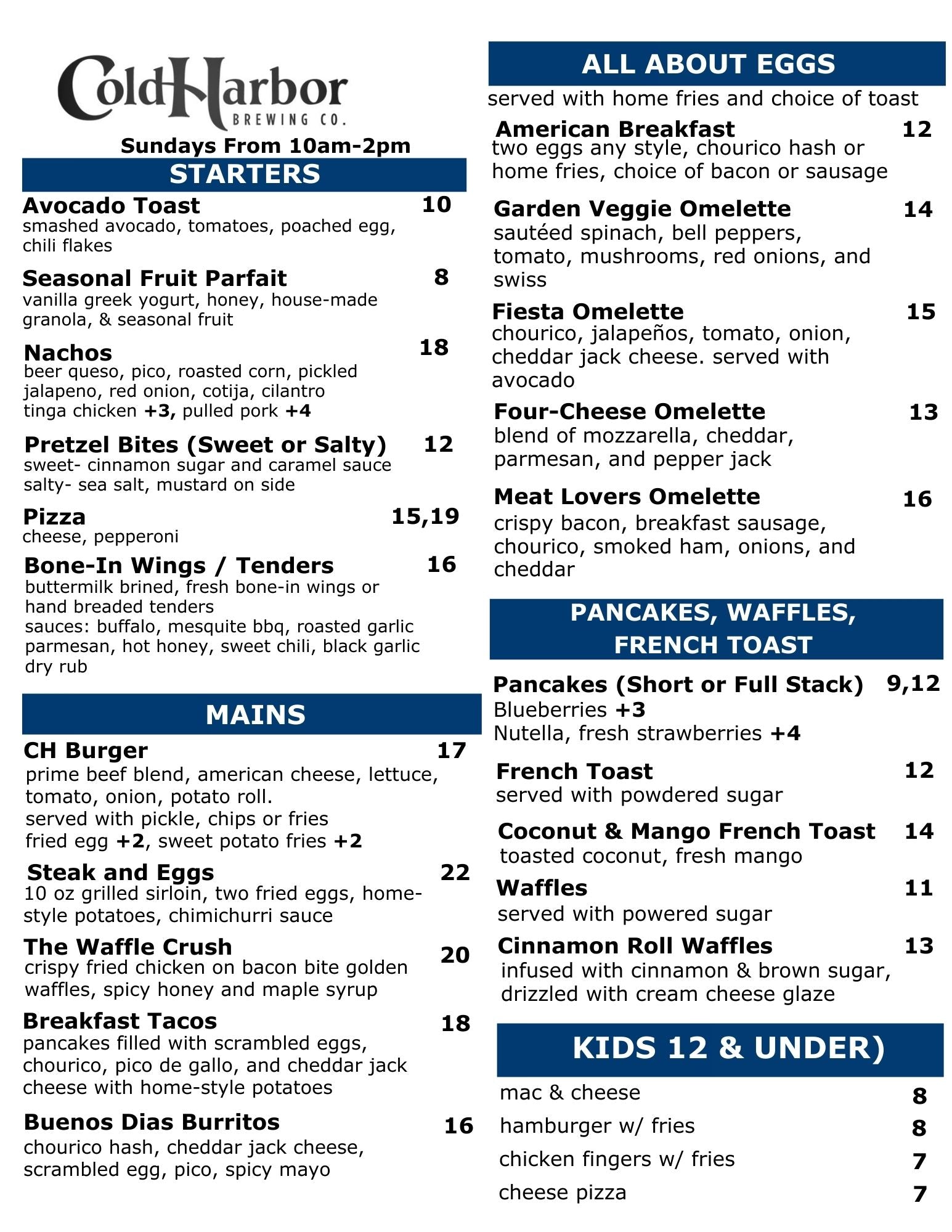 Menu – Cold Harbor Brewing