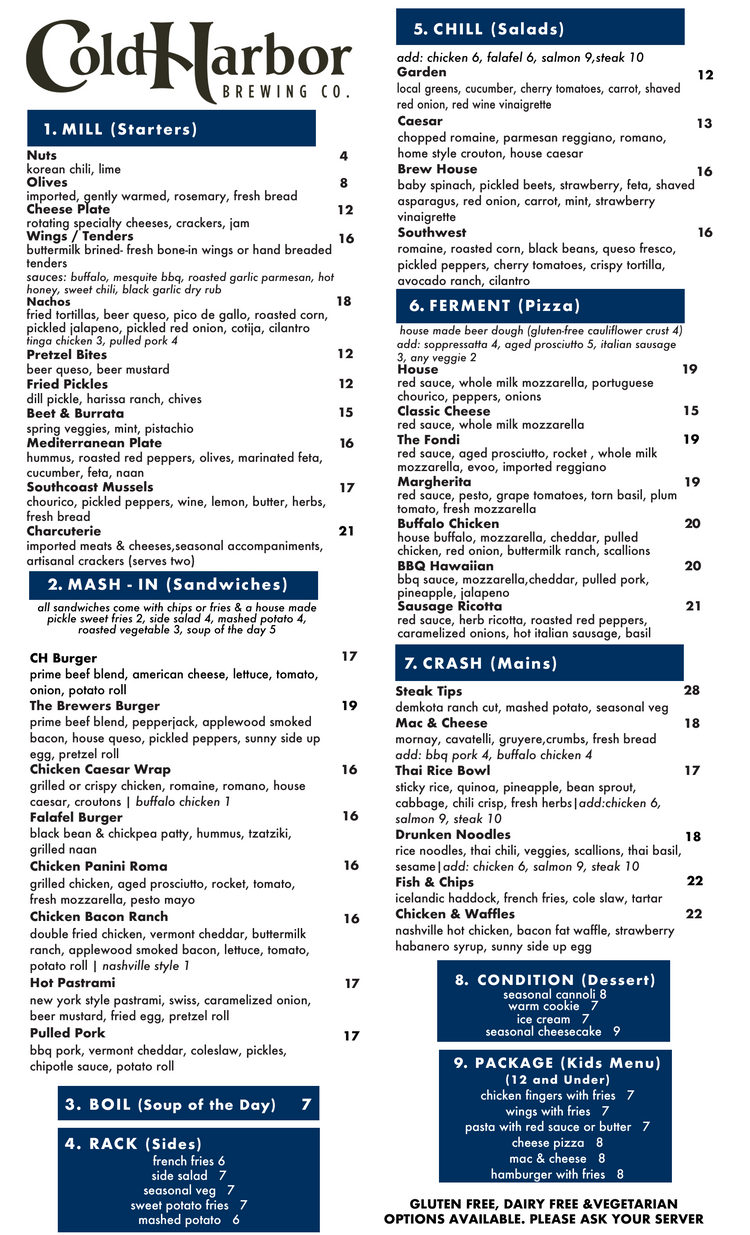 Menu – Cold Harbor Brewing