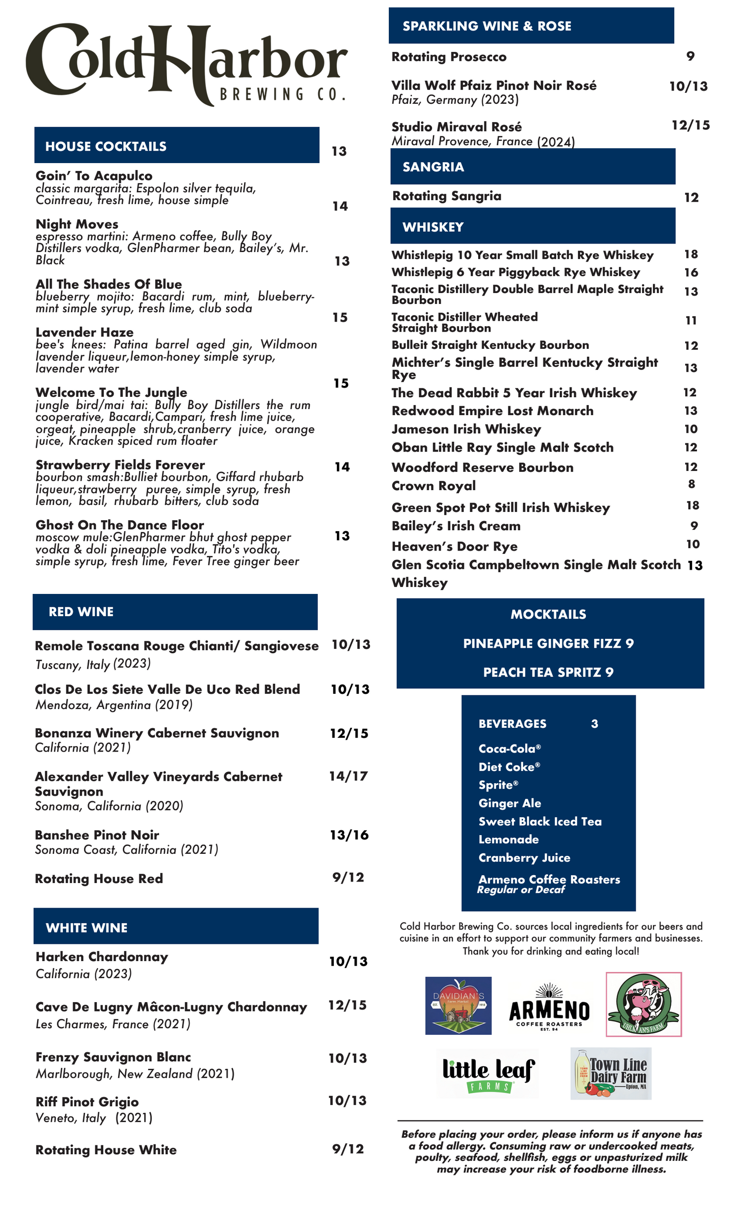 Menu – Cold Harbor Brewing