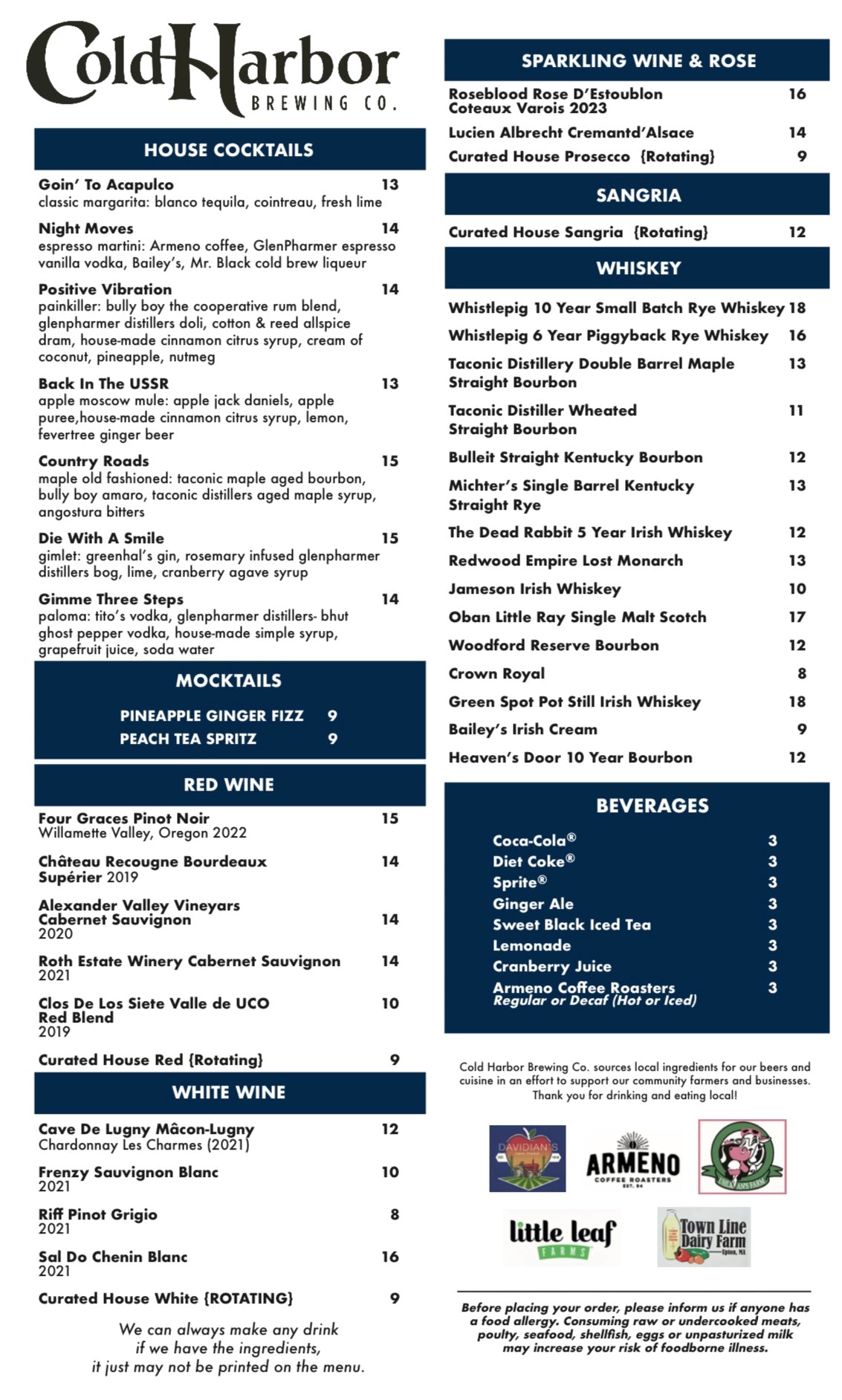 Menu – Cold Harbor Brewing