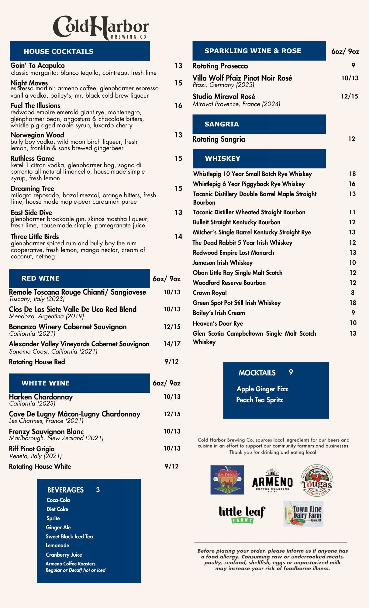 Menu – Cold Harbor Brewing