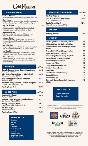 Menu – Cold Harbor Brewing