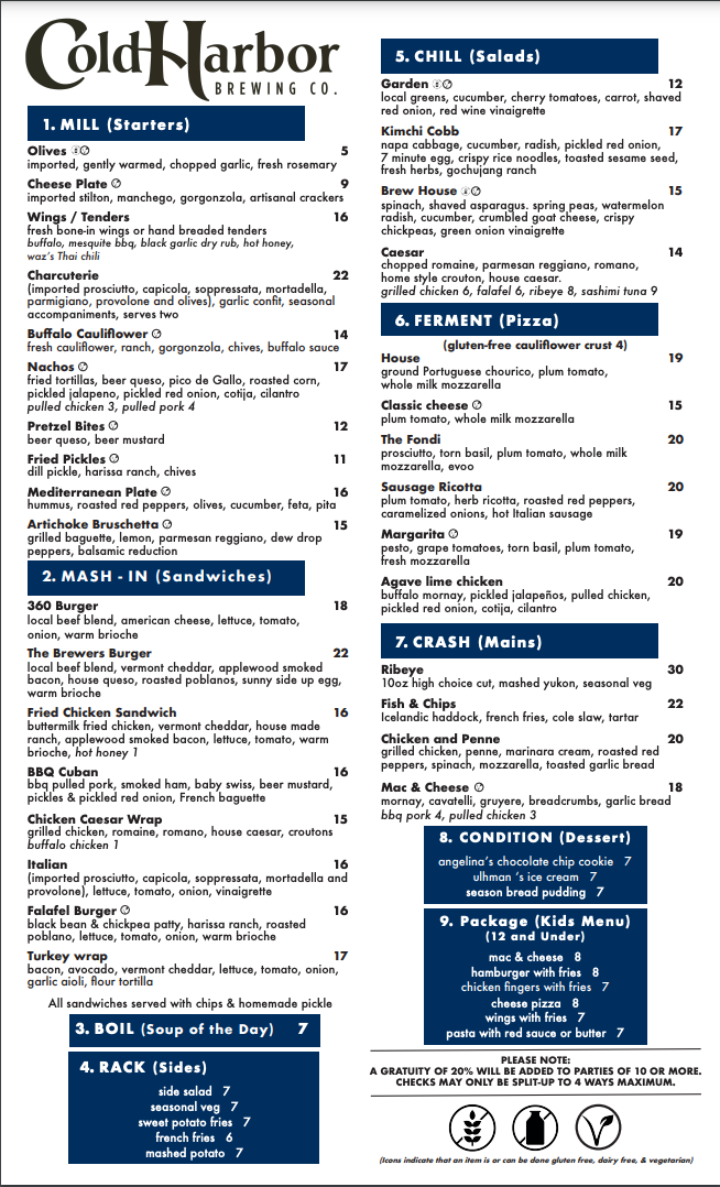 Menu – Cold Harbor Brewing