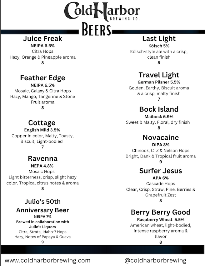 Beer – Cold Harbor Brewing