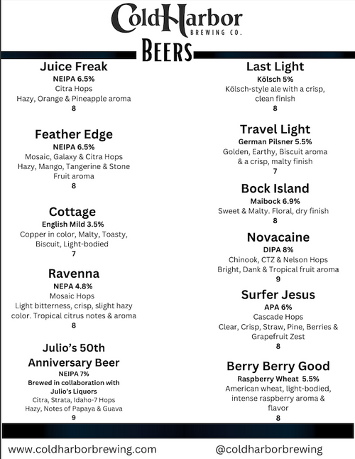Beer – Cold Harbor Brewing