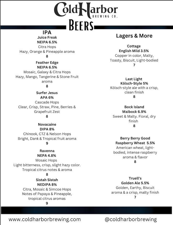 Beer – Cold Harbor Brewing