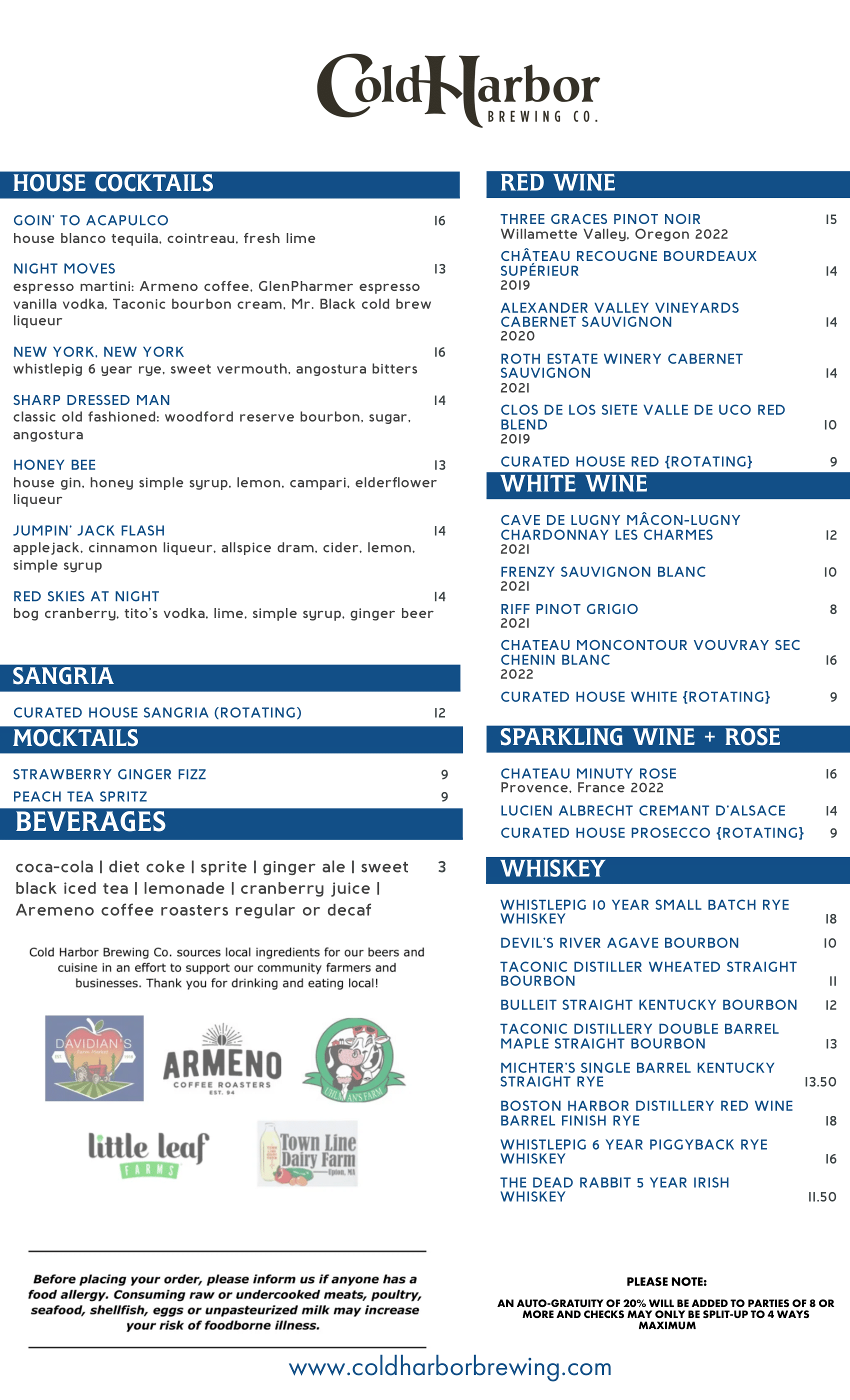 Menu – Cold Harbor Brewing